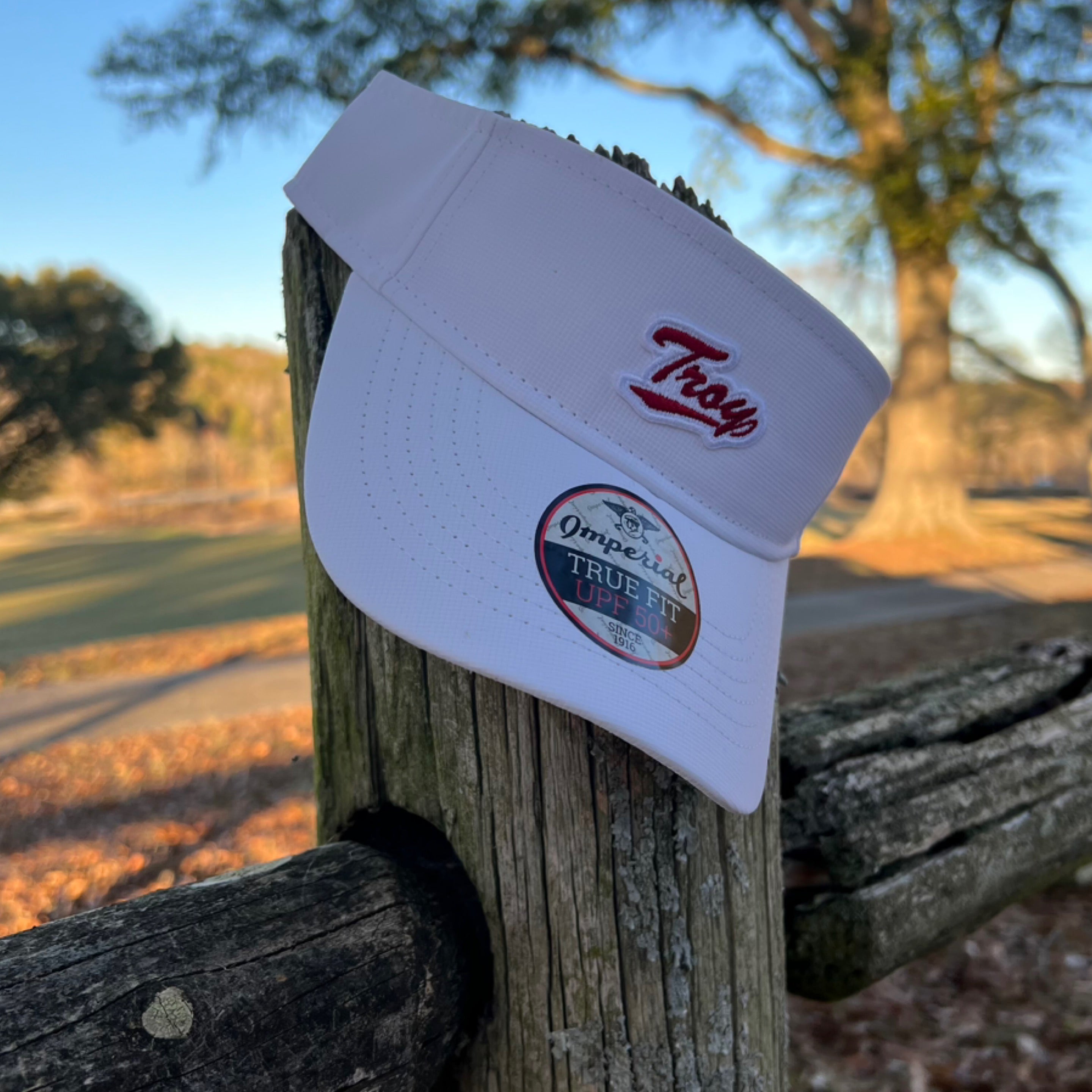 Imperial White Visor | Trojan Threads